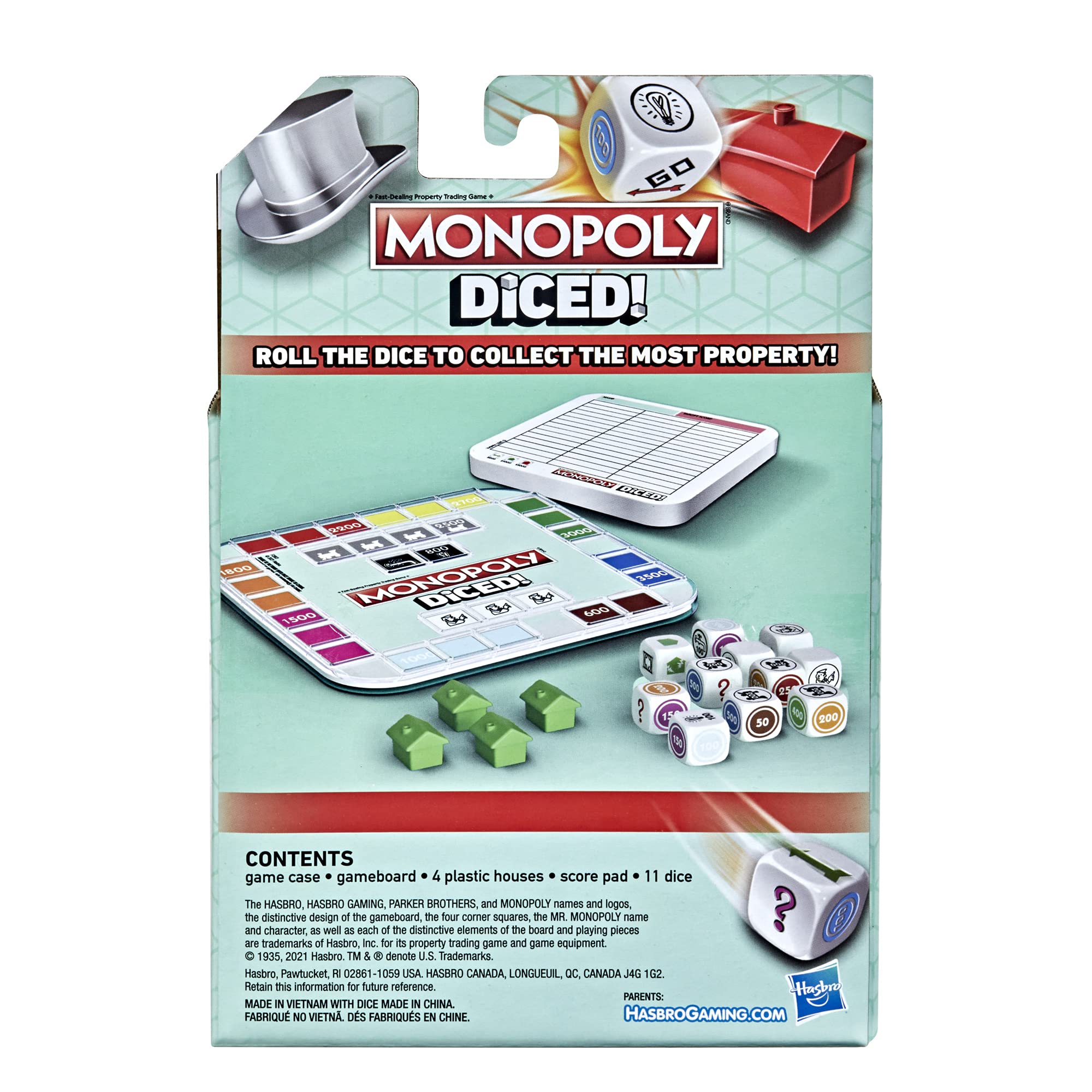 Hasbro Gaming Monopoly Diced Game, Easy to Learn Game, Quick Game, Portable Travel Board Game, Fast Game for Kids Ages 8 and Up