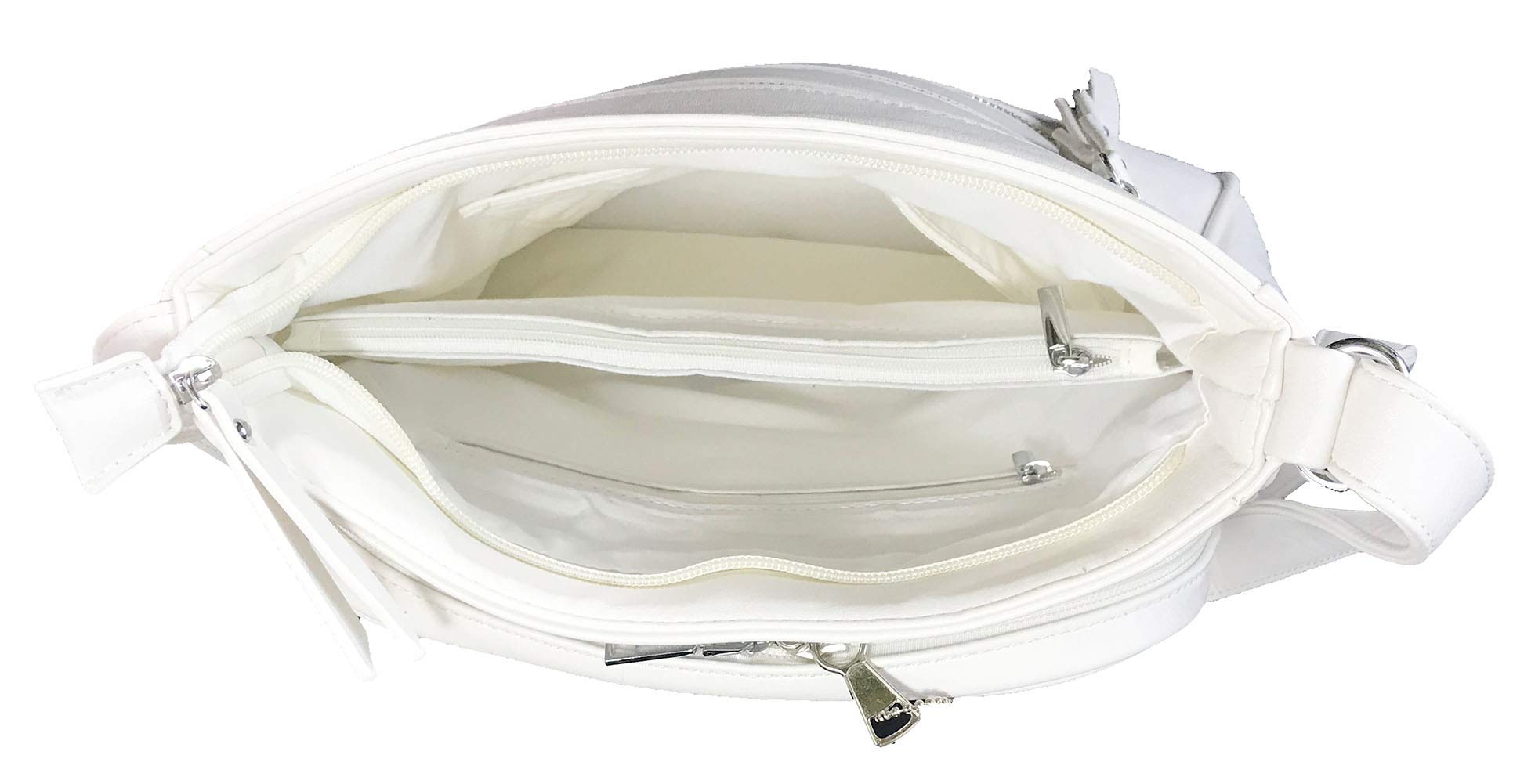 Zzfab Triple Zipper Locking Concealed Carry Crossbody Bag - CCW Concealed Carry Purse (White)