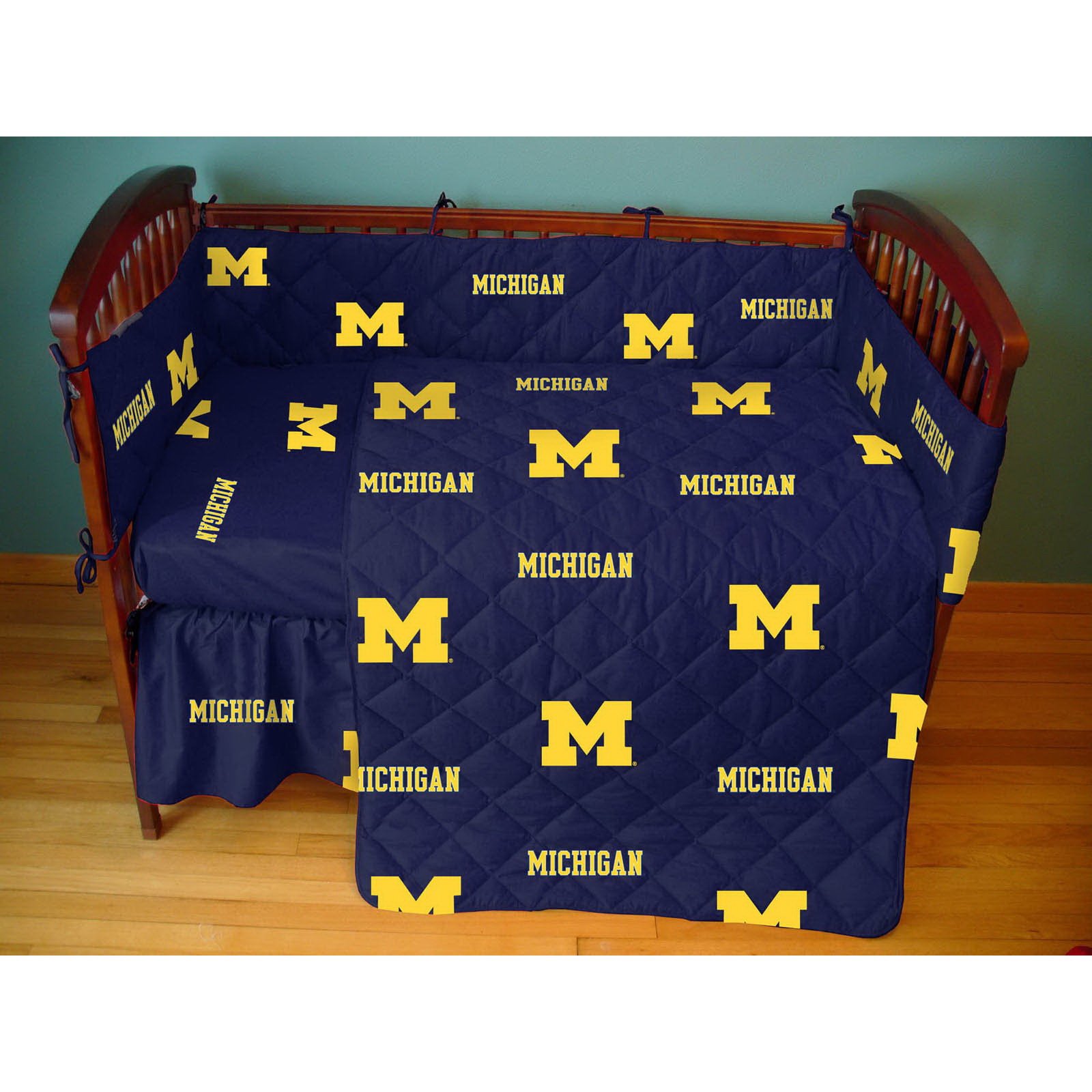 College Covers Michigan Wolverines Pair of Fitted Crib Sheets, 28" X 52" X 6", White
