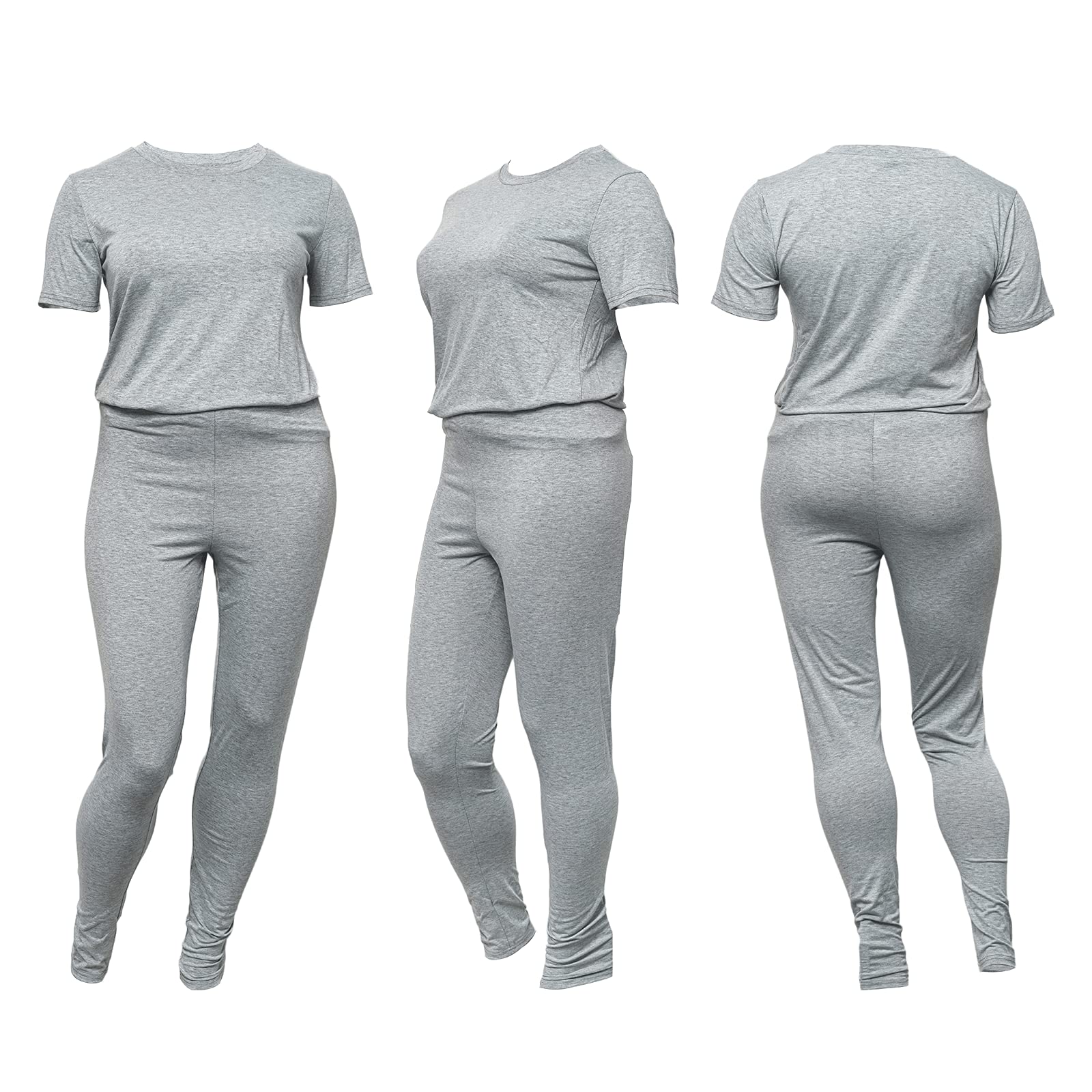AOMONI Women Two Piece Outfits Tracksuit Summer Plus Size Top Pant Set Casual Short Sleeve T-shirt Gray 3X-Large