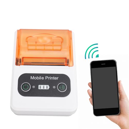 Bluetooths Thermal Receipt Printer, 58mm Handheld POS Inkless Receipt Printer, Portable Small Thermal Printer for Small Business Office Retail Store Restaurant (Orange White)