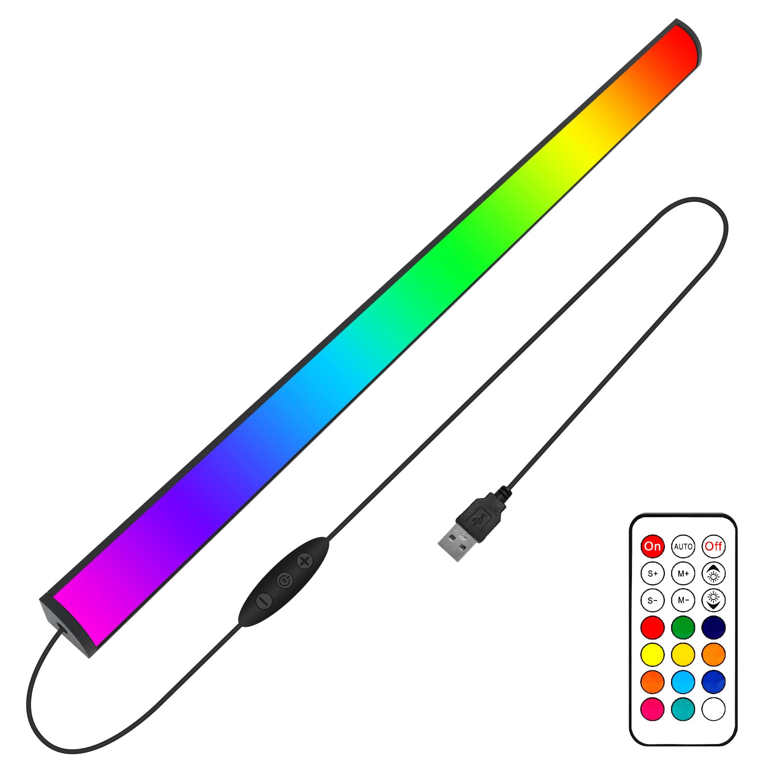 Ferswe RGBIC Under Monitor Light Bar, Dream Color Gaming Light Bar with Remote Control, USB Port, Dimmable and Speed Adjustable, Color Changing Desk Light Bar for PC, Gaming and Desk
