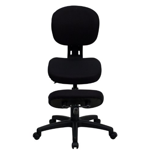 BizChair Mobile Ergonomic Kneeling Posture Task Office Chair in Black Fabric