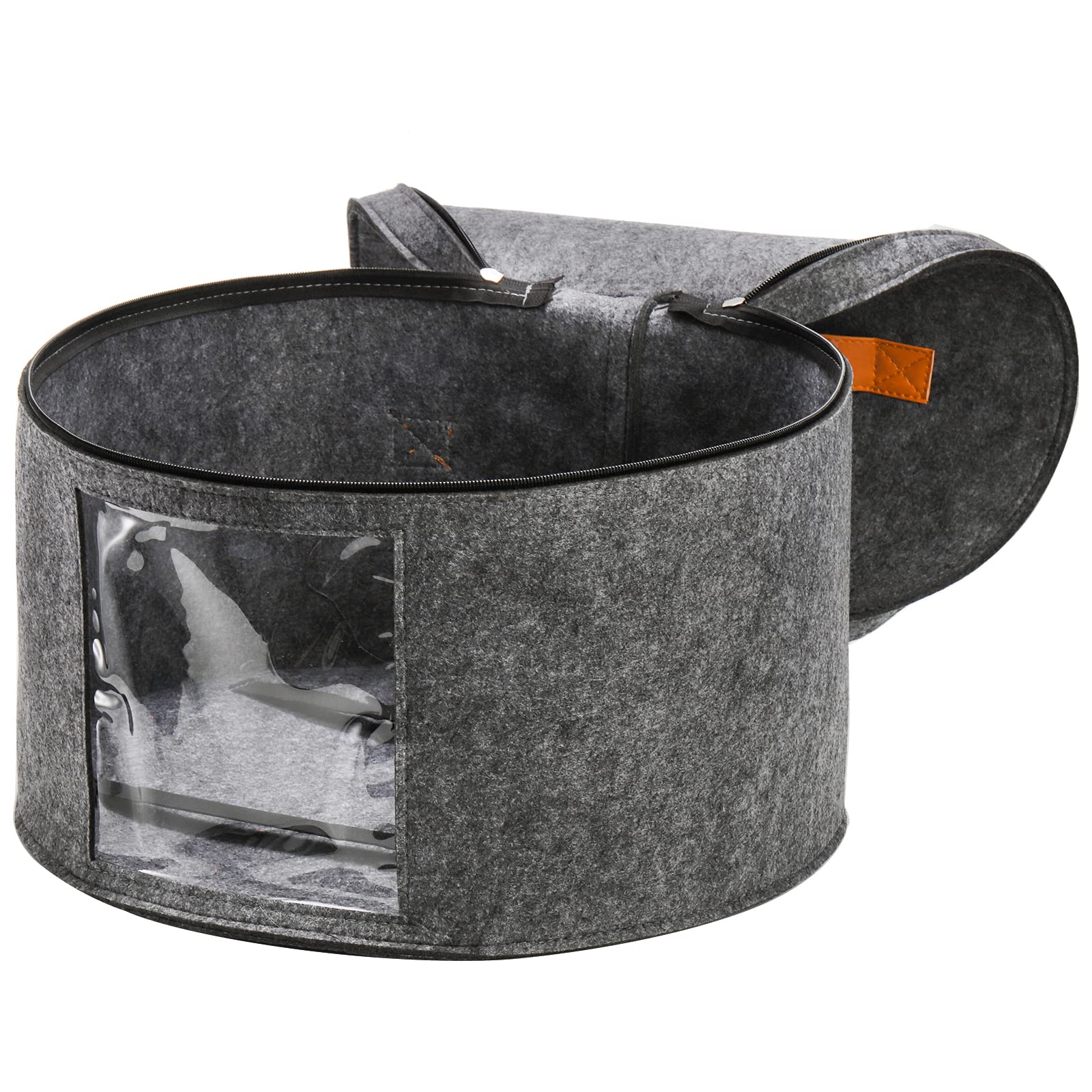 SOUJOY 2 Pack Hat Box with Lid, 16.5 x 10 Foldable Felt Hat Storage Box, Travel Case Clothes Storage Bin, Round Hat Organizer for Men Women Stuffed Animal Toy Clothes
