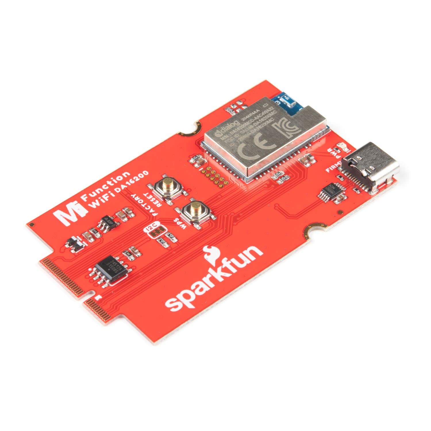 SparkFun MicroMod WiFi Function Board - DA16200 - Fully Integrated WiFi Module 40MHz Crystal oscillator 32.768KHz RTC Clock RF Lumped RF Filter 4MB Flash Memory On-Board chip Antenna JTAG connectors