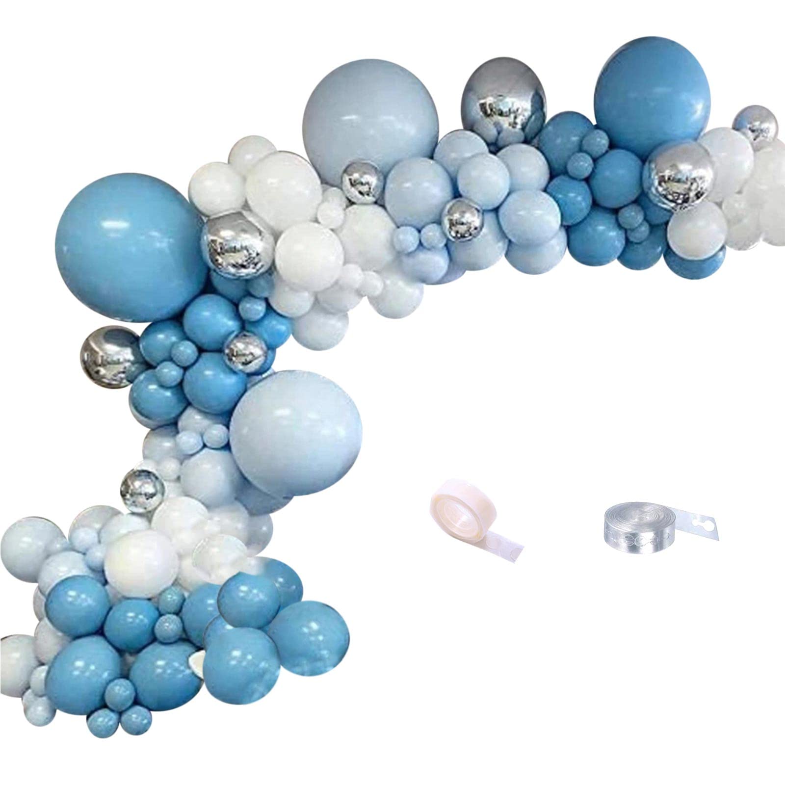 Balloon Garland Arch Kit - Blue White and Silver Balloons for Wedding Bridal Shower Birthday Party Baby Shower Decoration