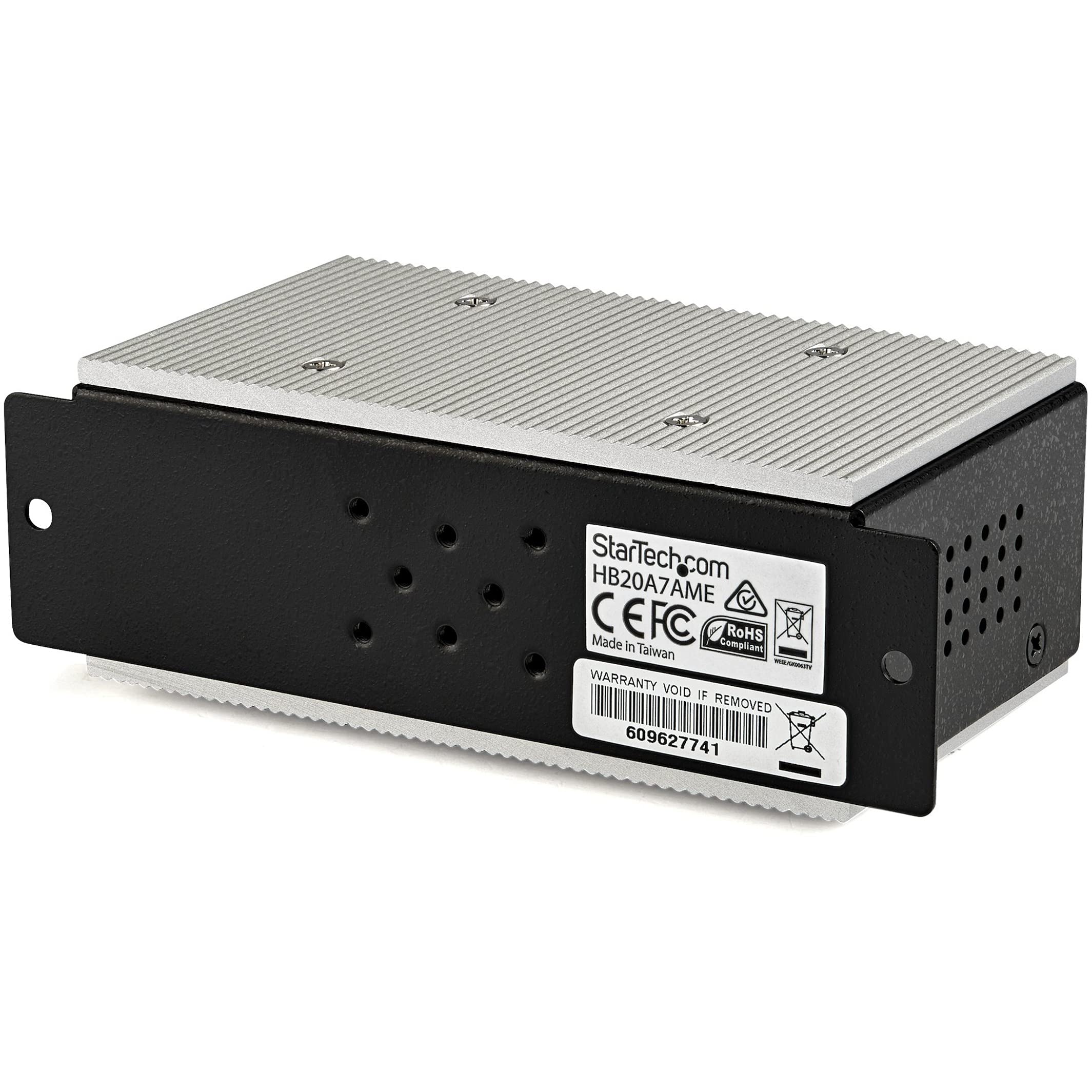 StarTech.com 7-Port USB 2.0 Hub - Metal Industrial USB-A Hub with ESD & 350W Surge Protection - Extended Operating Temp -40 to 185°F - Din Rail/Wall/Desk Mountable - USB Expander Hub, TAA