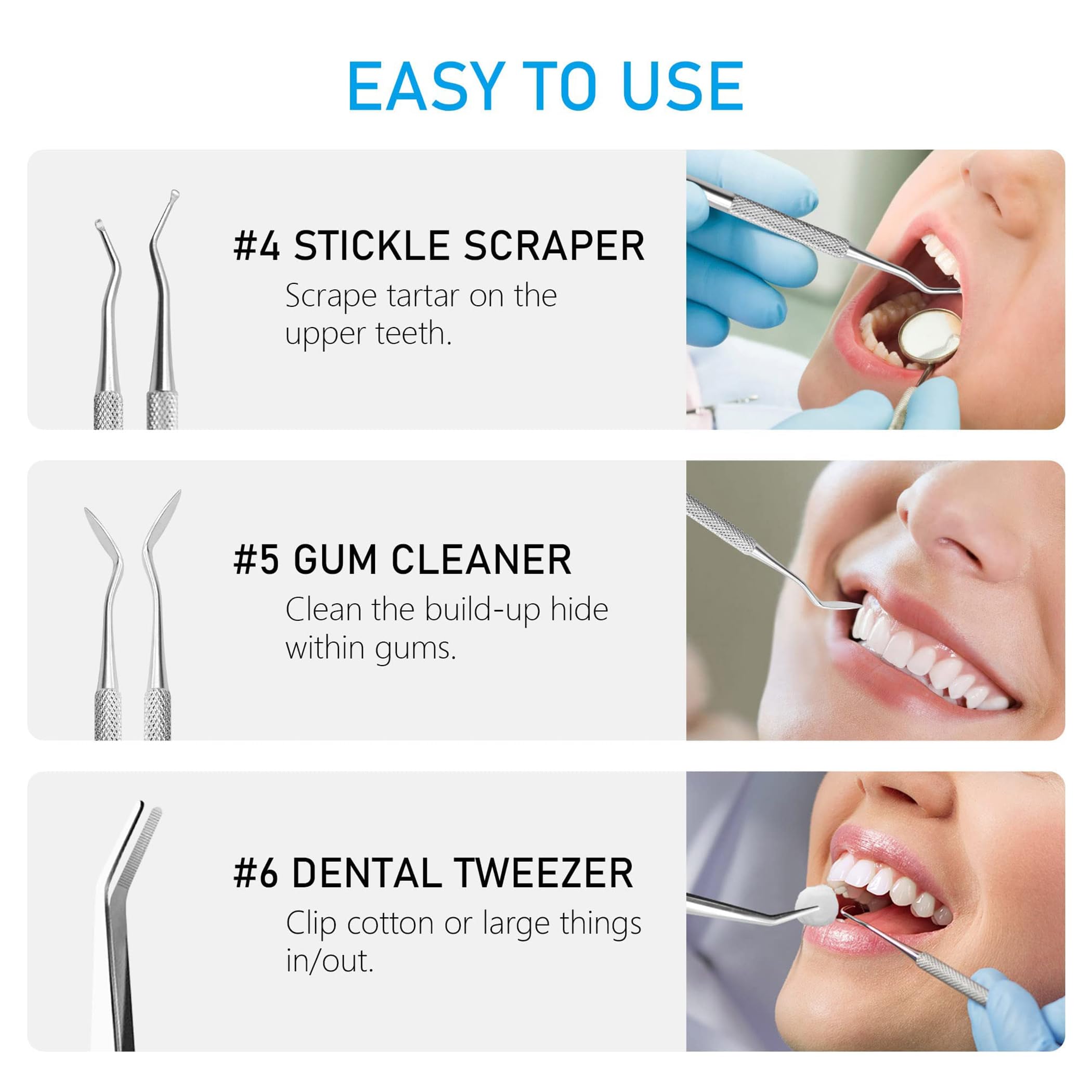 Plaque Remover for Teeth Portable Dental Tools Stainless Steel Dental Picks for Teeth Cleaning Oral Care for Adults Kids and Pets Tartar Remover for Teeth with Case for Daily Use