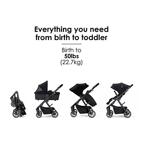 Diono Excurze Baby, Infant, Toddler Stroller, Perfect City Travel System Stroller and Car Seat Compatible, Adaptors Included Compact Fold, Narrow Ride, XL Storage Basket, Black Midnight