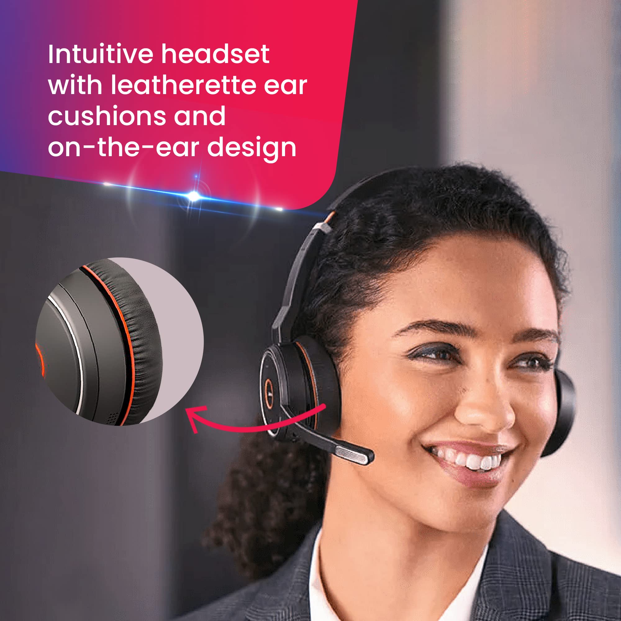 Jabra Evolve 75 Bluetooth Headset Bundle, Wall Charger, USB Dongle 7599-832-109-B, Pc, Mac, Compatible for Dragon, Softphones, Mobile, Tablet, Microsoft Certified, Skype, Cisco, Avaya