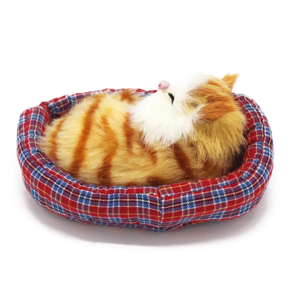 Coolayoung 2Pcs Sleeping Cat in Pet Pad Doll Toy, Mini Kitten in Pet Pad with Meows Sounds Decor for Office Desk Hand Toy Gift for Kids Boys Girls