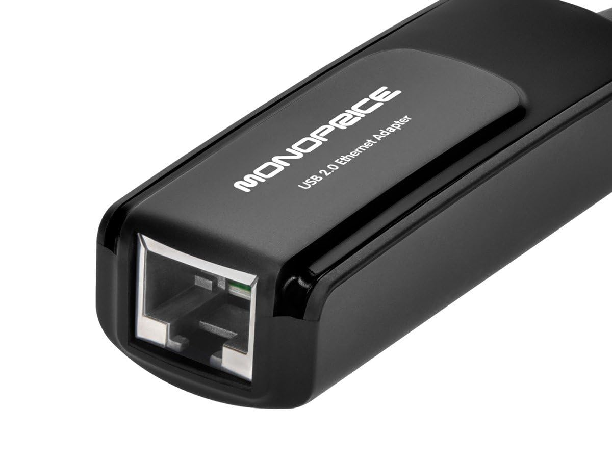 Monoprice USB 2.0 Ultrabook Ethernet Adapter (Low Power), Supports Windows and MacOS