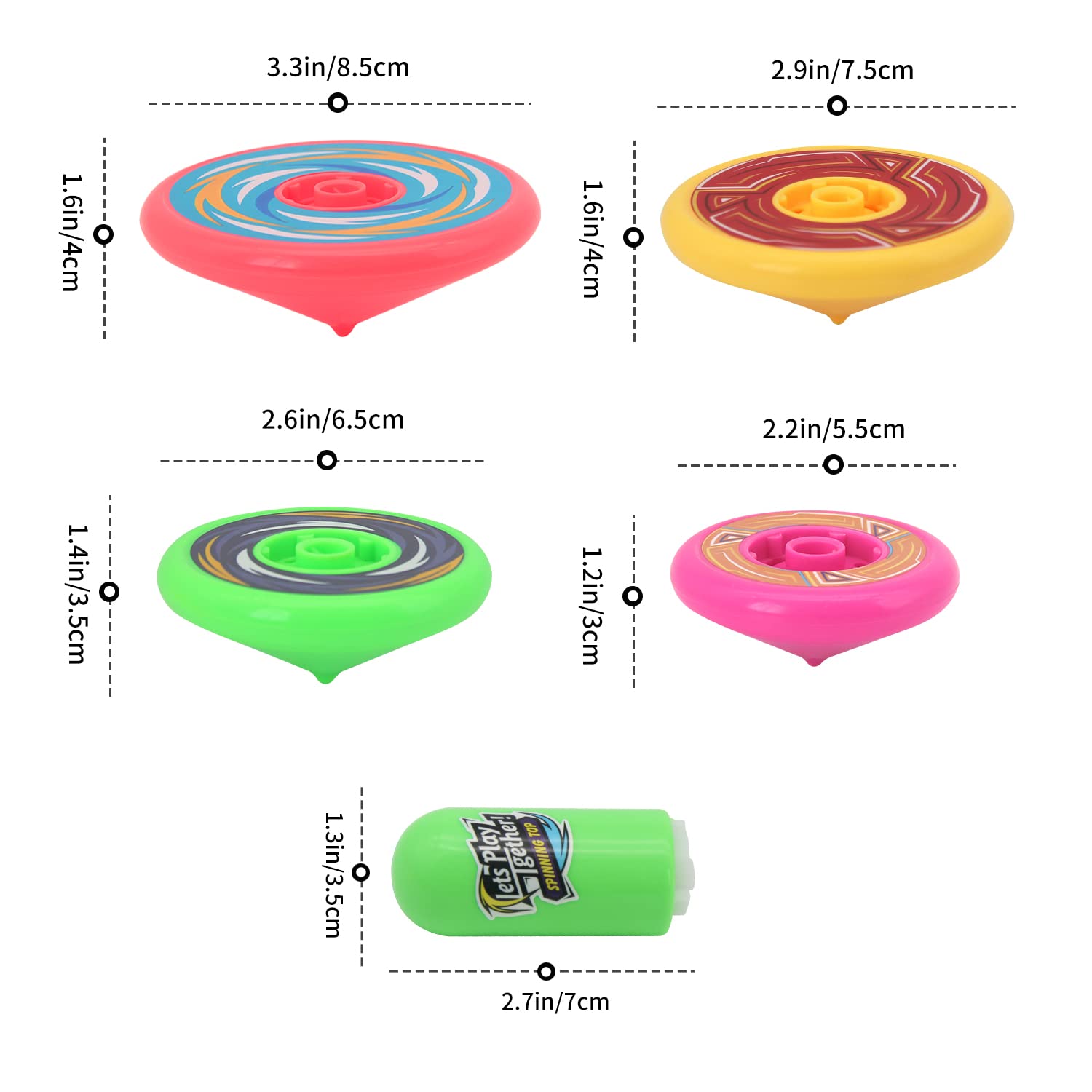 Durable Stackable Spinning Tops for Kids, Set of 4, Spin Toys, Fun Birthday Party Favors for Boys and Girls (Up 3 Years Old)