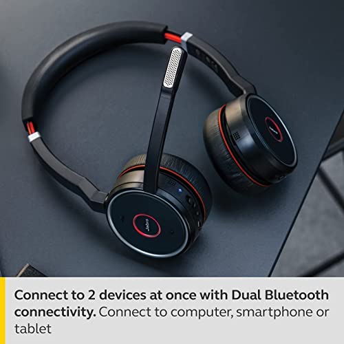 Jabra Evolve 75 MS Wireless Headset, Stereo β Includes Link 370 USB Adapter β Bluetooth Headset with World-Class Speakers, Active Noise-Cancelling Microphone, All Day Battery