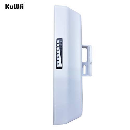 Wireless Bridge, KuWFi 2.4G Outdoor CPE Point to Point Long Range Access Nano Station with 12dBi Panel Antenna, Support 24V POE[2-Pack, Pre-Pairing]