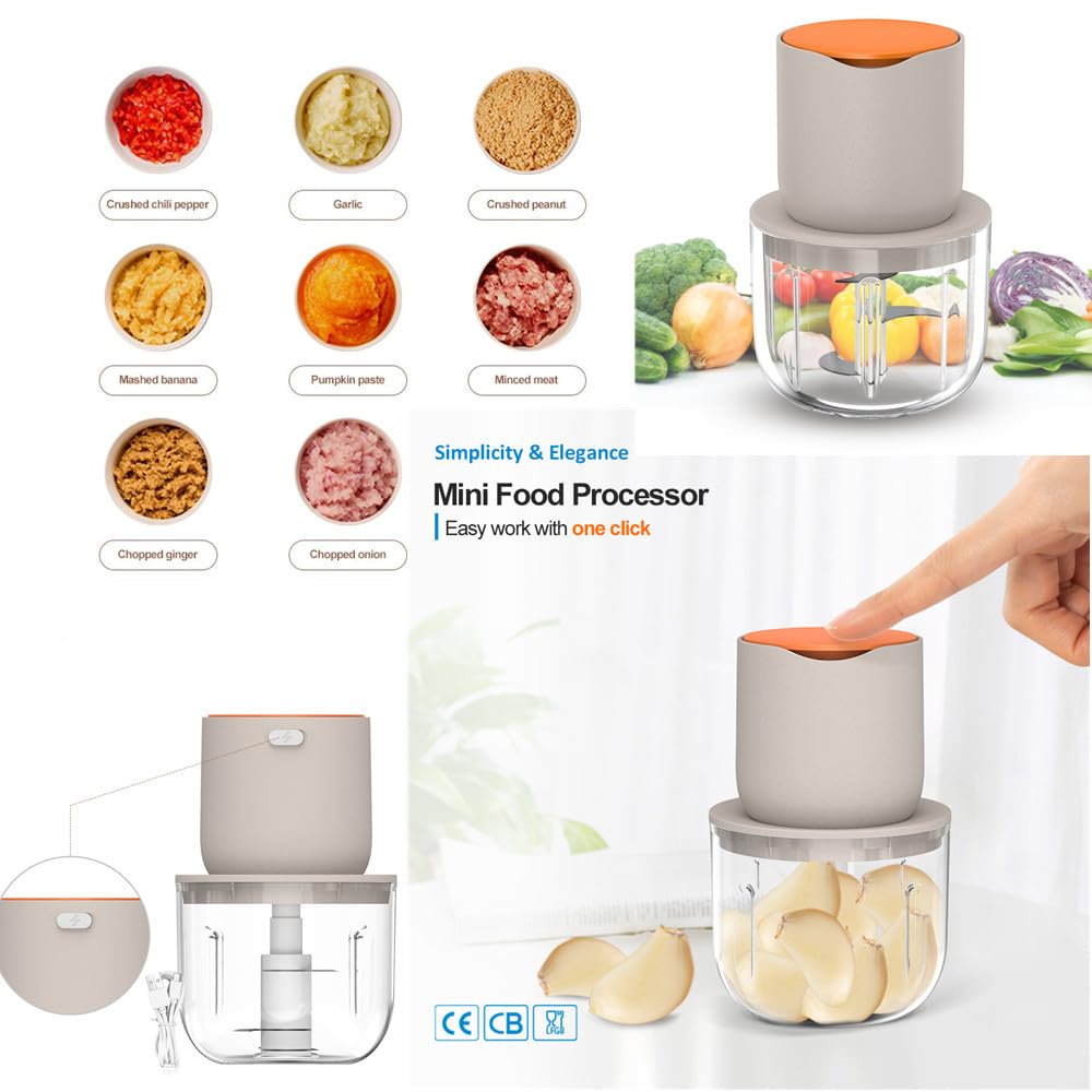 LVSENLIN Wireless Electric Food Processor,600ML Electric Food Chopper For Meat,Onions,vegetables,Garlic,Complementary Food, Meat Chopper Blender