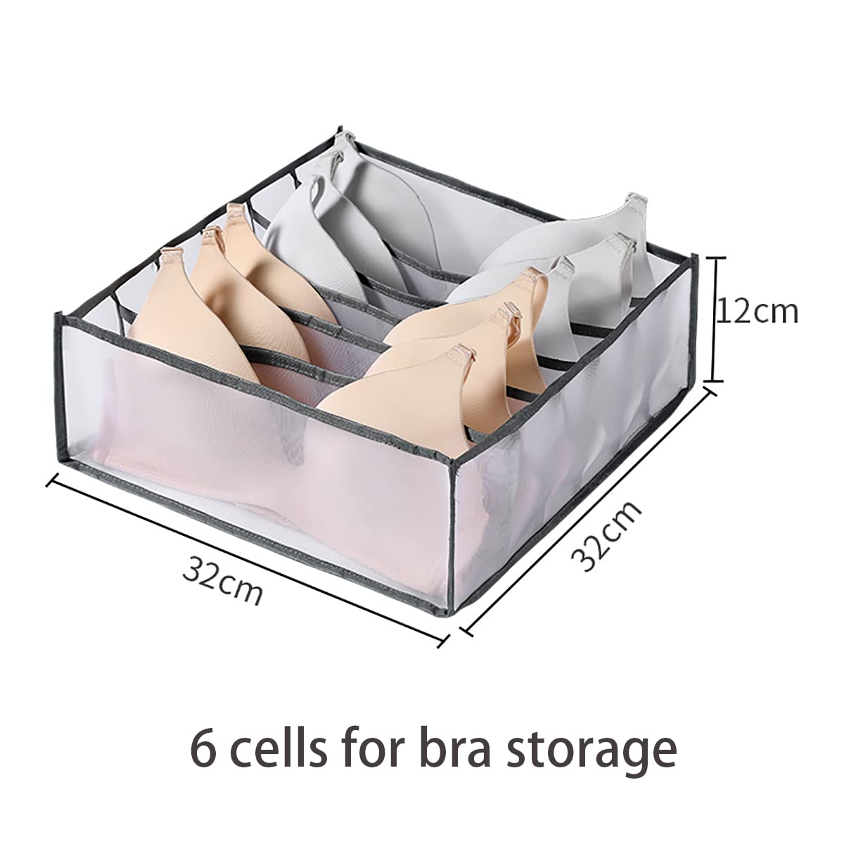 JIESMAERT Wardrobe Clothes Organizer Large Mesh Clothes Storage Containers Foldable Closet Organizer Bins, Visible Grid Storage Box for Bra, Underwear, Socks, Skirts, T-shirts, Jeans Pack of 3