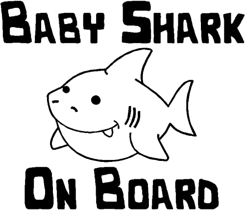 Baby Shark On Board Decal Vinyl Sticker Auto Car Truck Wall Laptop 5.5" Wide - Black Color