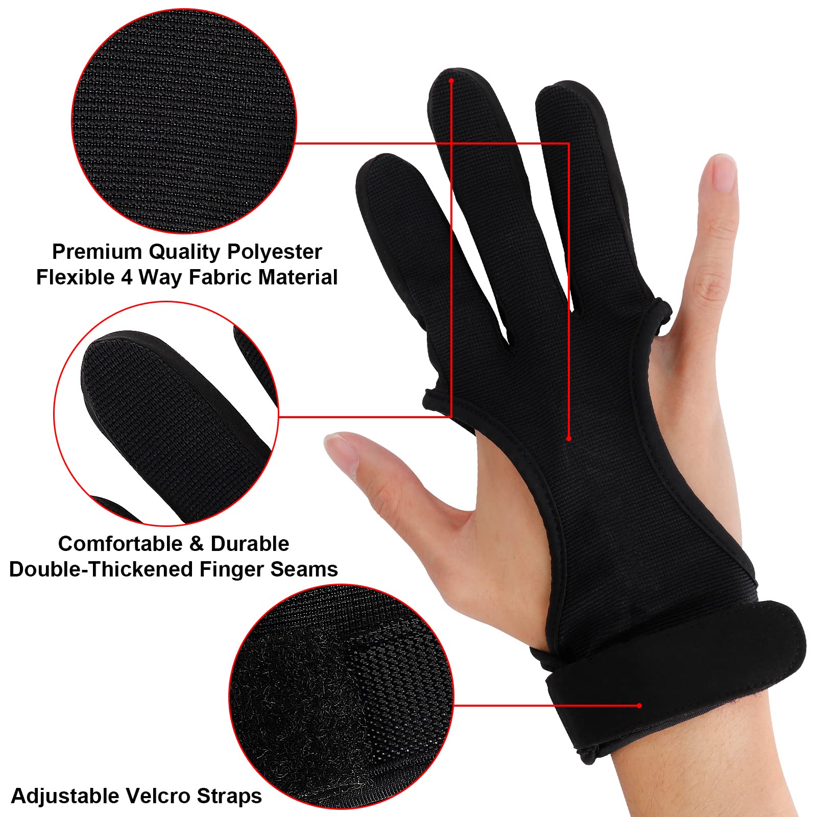 Archery Gloves,IEKEDOI Three Finger Protector Archery Accessories for Men Women & Youth,M