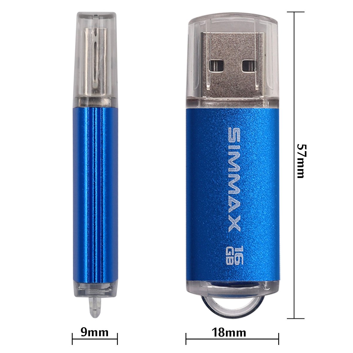 SIMMAX USB Flash Drives 5 Pack 16GB USB 2.0 Flash Drive Memory Stick Thumb Drive Pen Drive with Led Indicator (Blue Green Black Red Purple)