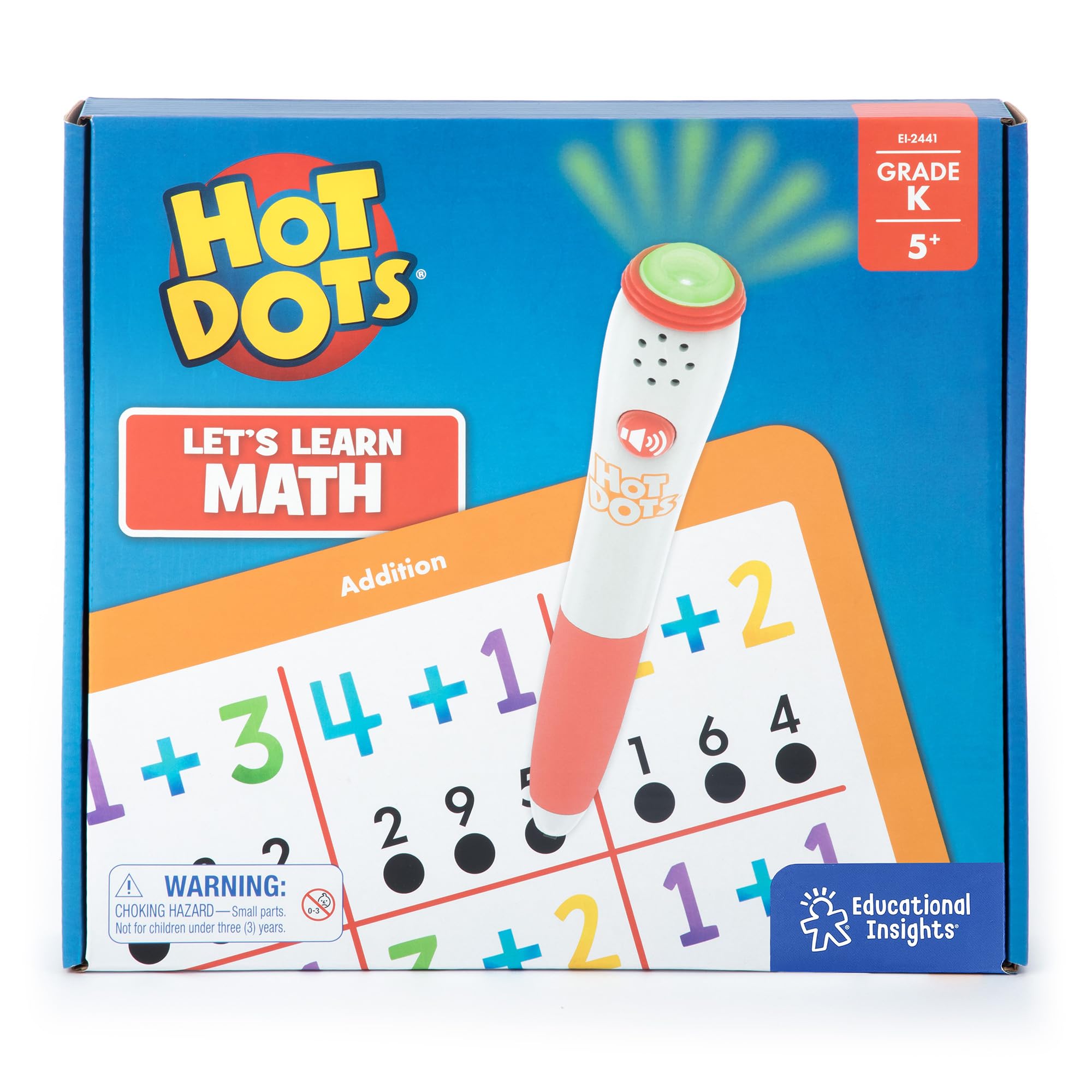 Educational Insights Hot Dots Let's Learn Kindergarten Math - Kindergarten Math Workbook, Classroom Essentials, Ages 5+