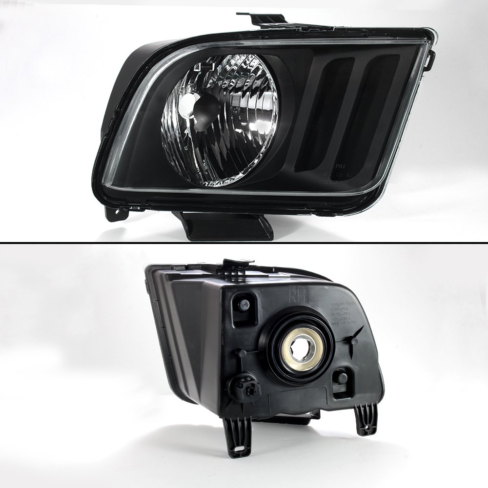 AKKON - For 2005 2006 2007 2008 2009 Ford Mustang OE Direct Replacement Black Headlights Lamp Left + Right