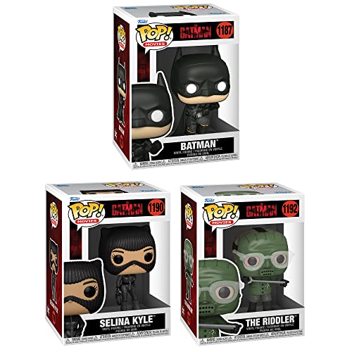 Funko POP! Movies The Batman Collectors Set- Batman, Selina Kyle (with Possible Chase Variant), and The Riddler, Figures Stand 3.75" Tall, Each Figure Comes Individually Packaged