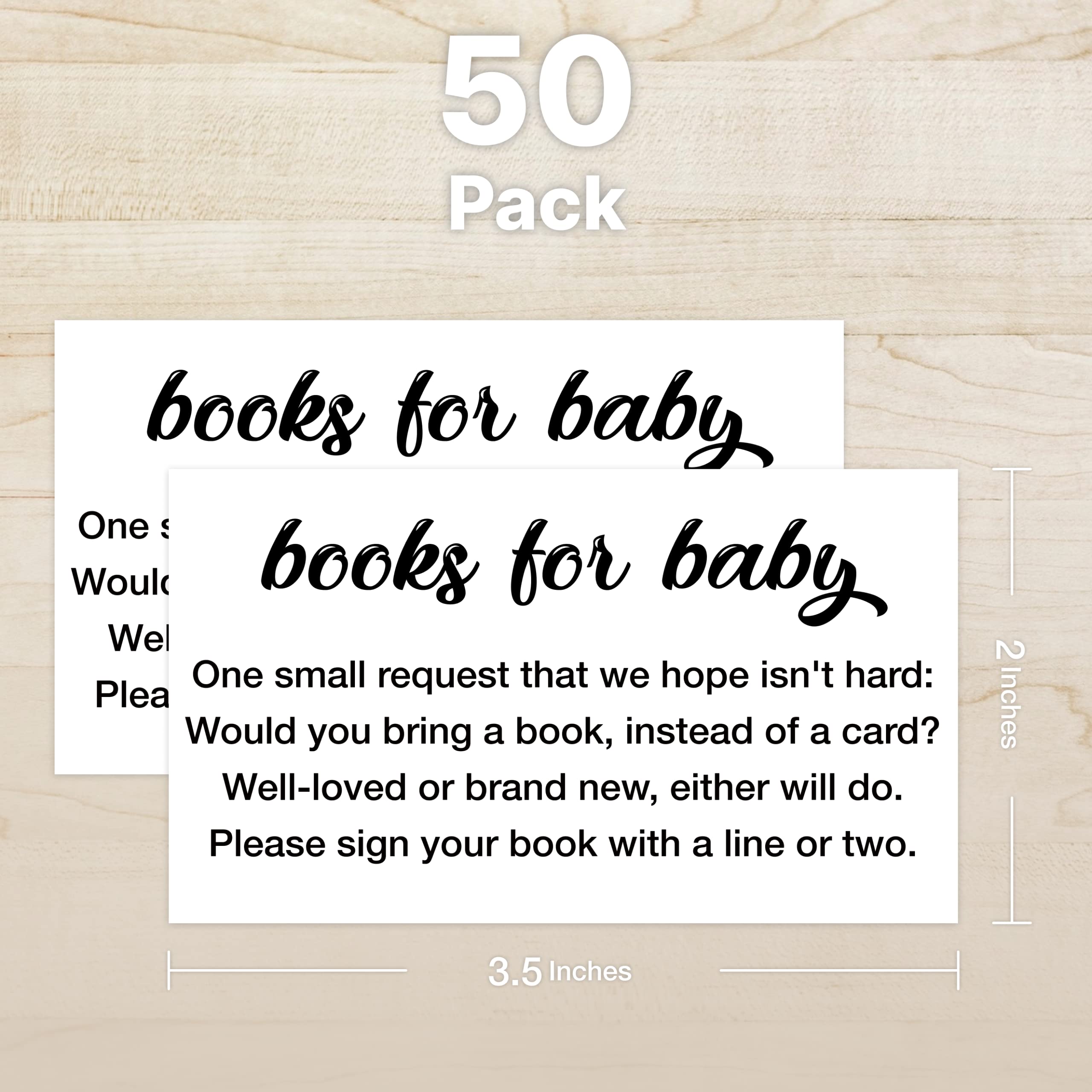 Baby Shower Invitation Inserts, 50-Pack Baby Shower Game Cards, 3.5 x 2 Inches (Book for Baby)