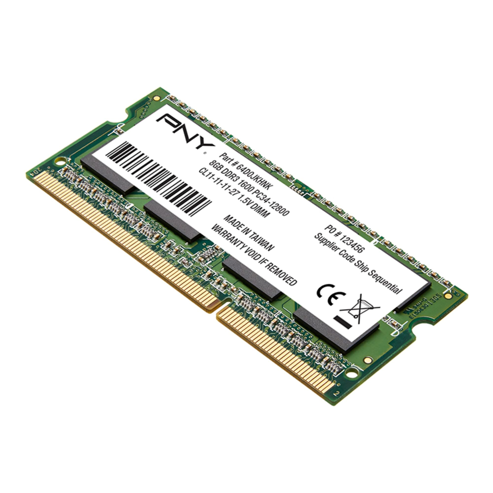 PNY Performance 8GB DDR3 1600MHz (PC3-12800) CL11 1.35V Notebook/Laptop (SODIMM) Memory - MN8GSD31600LV