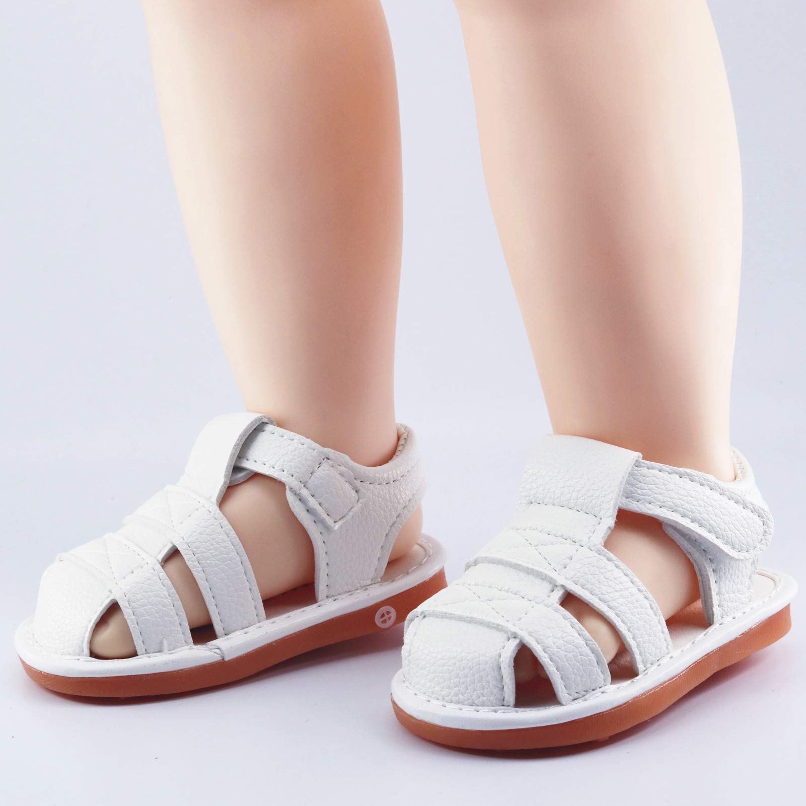 WILLFUN Baby Boy Girl Summer Infant Squeaky Sandals Premium Rubber Sole Closed-Toe Non-Slip Shoes Toddler First Walkers