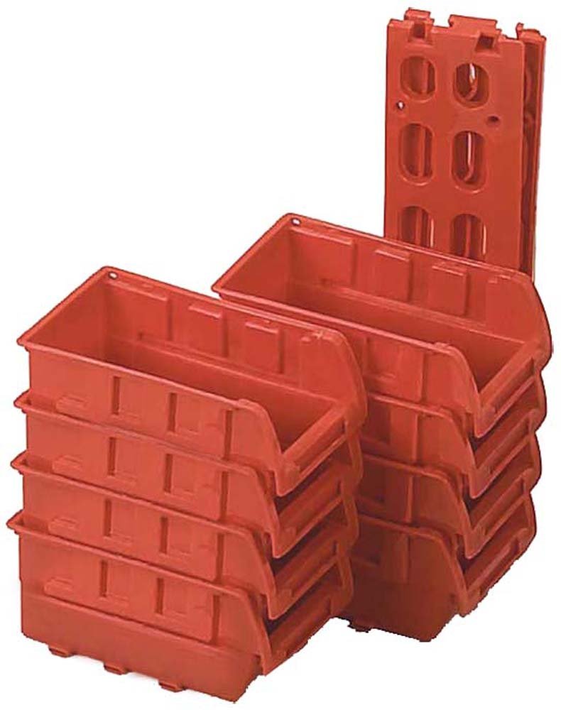 BIN BUDDY 8 Piece Stackable Storage Bins | Wall Mountable with Racks | Size Per 6.5" (16.5 cm) x 4.25" (10.8 cm) x 3" (7.6 cm) | Versatile Organization Tool