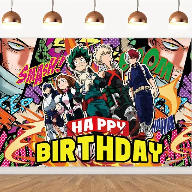 Backdrop Made for Birthday Decoration, Birthday Photography Backdrop for MHA Fans, Anime Birthday Decorations, Anime Party Supply