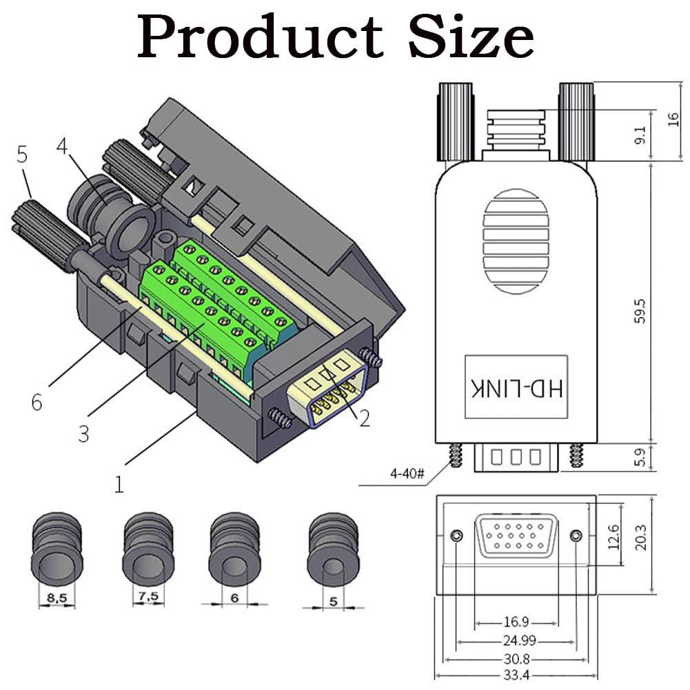 ANMBEST 10PCS VGA Solderless Quick Connector 3+9 DB15 3 Row Serial Plug to 15-pin Port Terminal Male Adapter Breakout Board Compatible with VGA 3+7/3+6/3+4/3+2