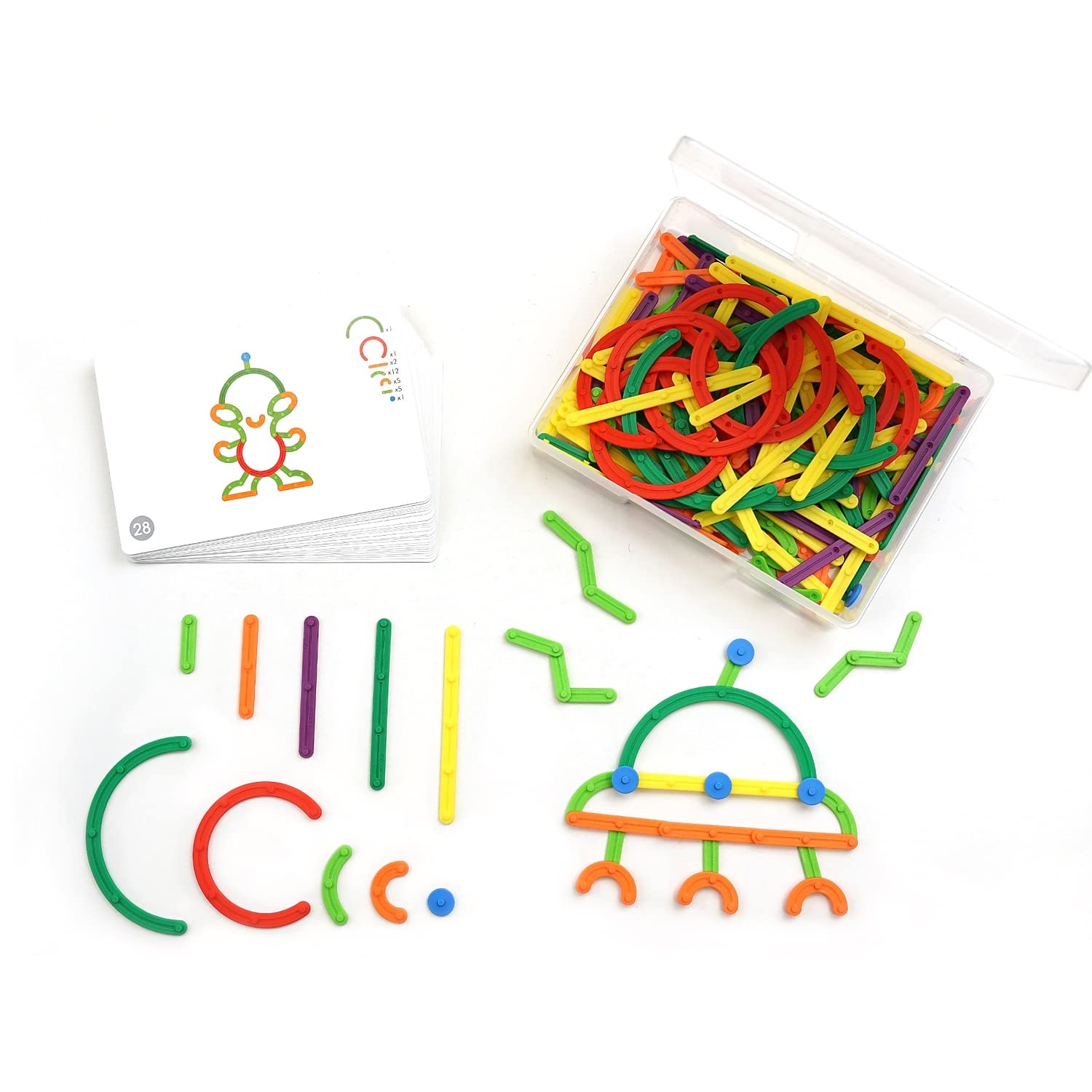 edxeducation-21368 GeoStix Letter Construction Set - Educational Toy - 200 Connecting Sticks - 50 Activities - Build Letters, Animals and More