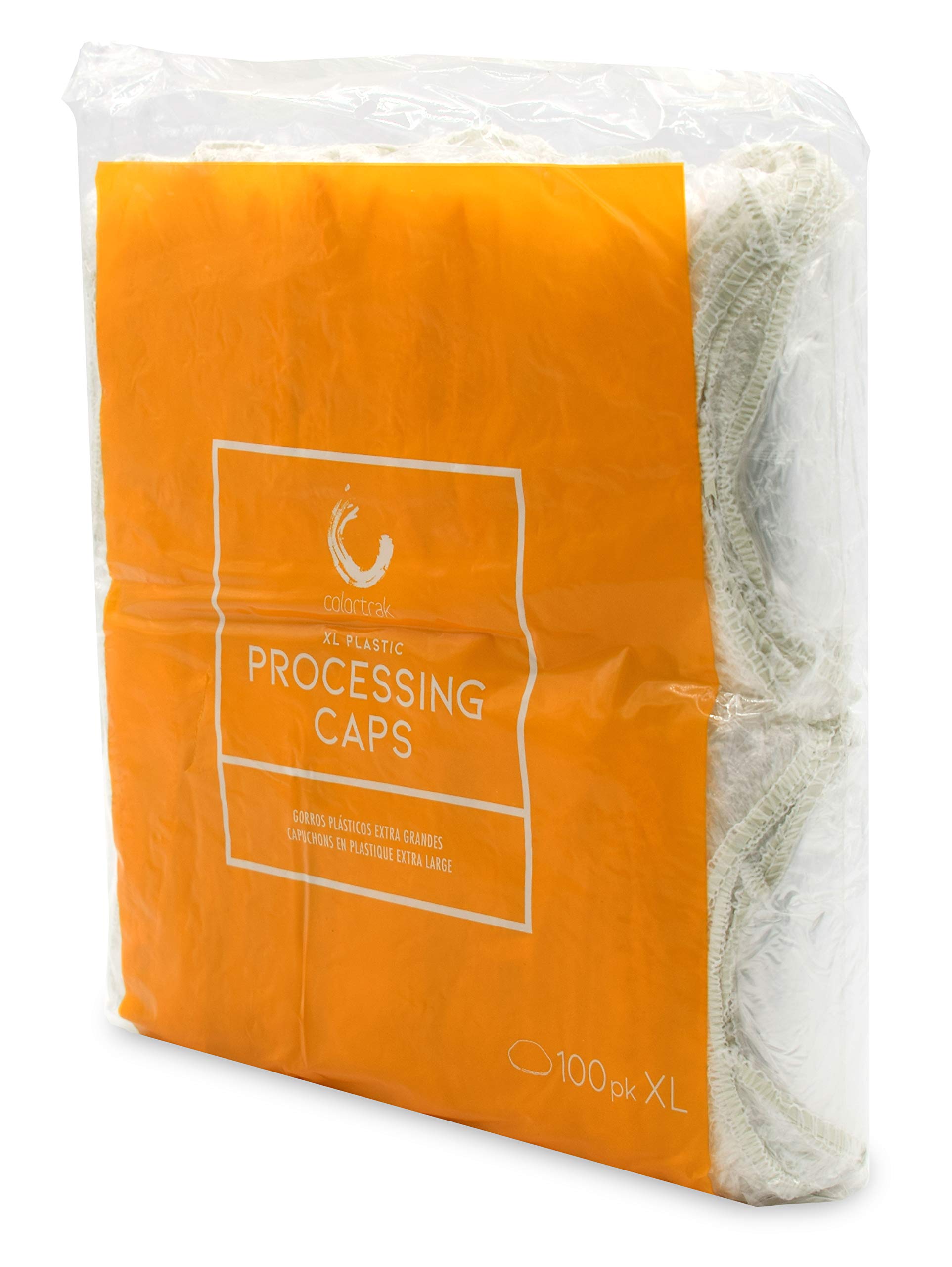 Colortrak Professional Bouffant Processing Caps, Single Use, Contain Hair During Perms, Conditioners, Relaxers, and Coloring, 21 Inch Diameter, Clear Plastic, Usable as Shower Cap, 100 Per Pack