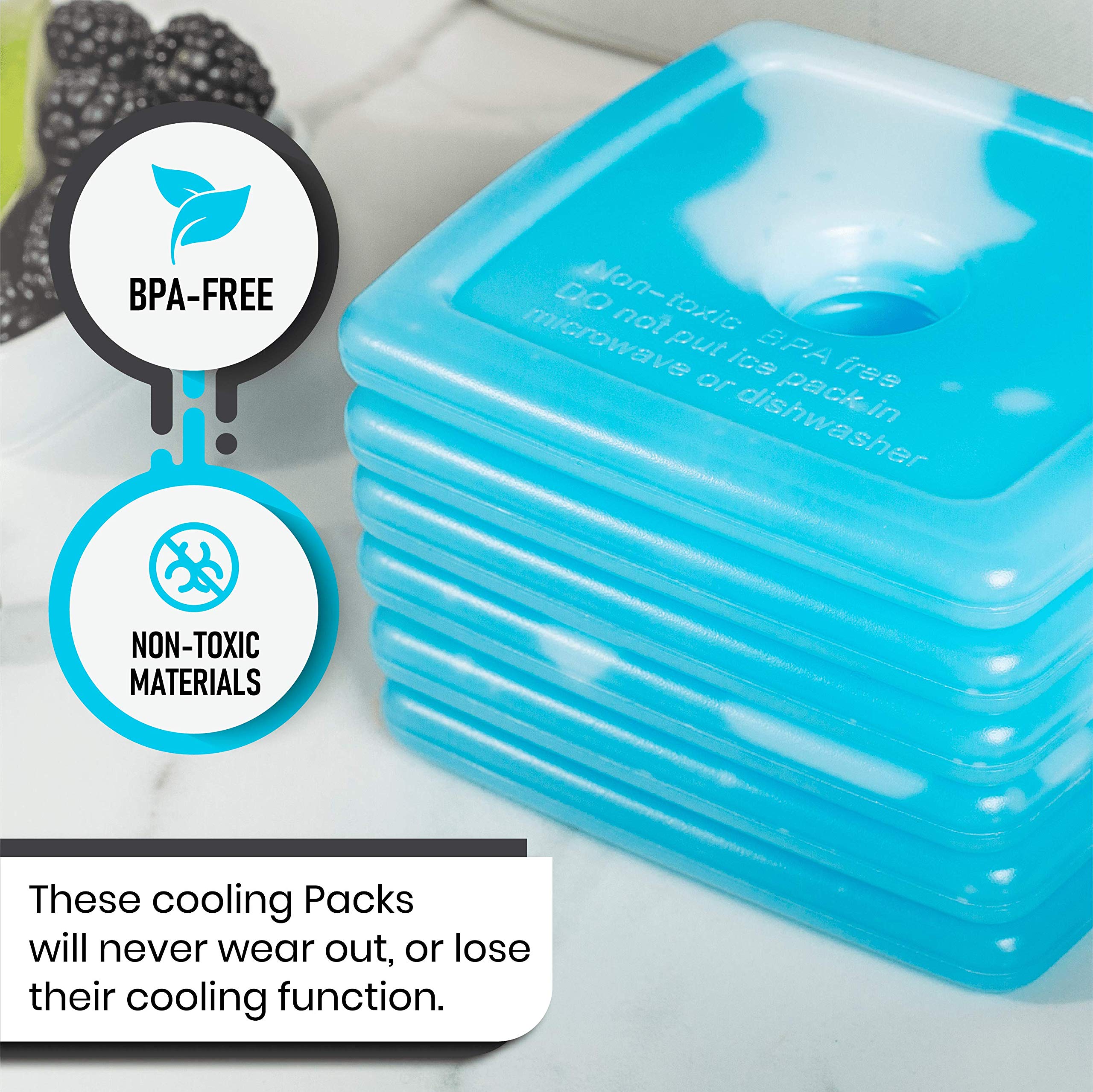 Dynamic Gear Reusable Ice Packs (6 Pack) for Lunch Box - Slim, Lightweight Freezer Cold Packs for Coolers, Lunch Boxes & Camping