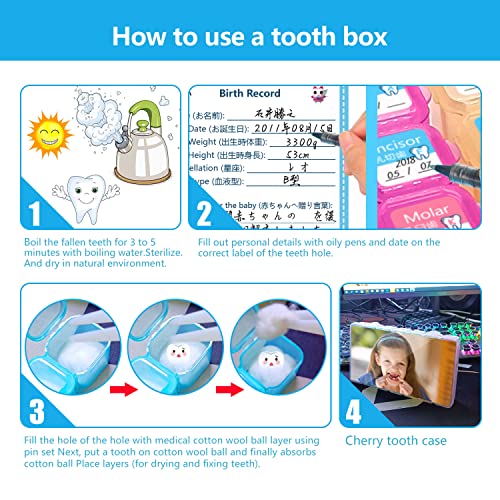 Baby Teeth Keepsake Box,Tooth Fairy,Lost Deciduous Tooth Collection Organizer,Cute Children Tooth Fetal Hair Umbilical Container,Saving Baby Teeth,Keep The Kids Memory (28 Grid)