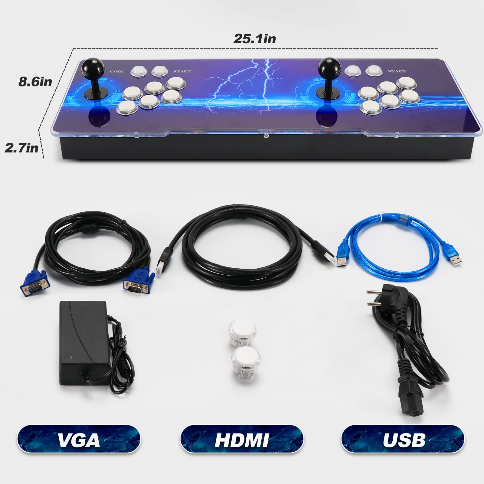 Uiexer 9800 Games in 1 3D Pandora's Box 30S, Arcade Game Console Retro Game Machine Support PC/Projector/TV, 1280 x 720 Full HD, Search/Hide/Save/Load/Pause Games, 4 Players Online Game