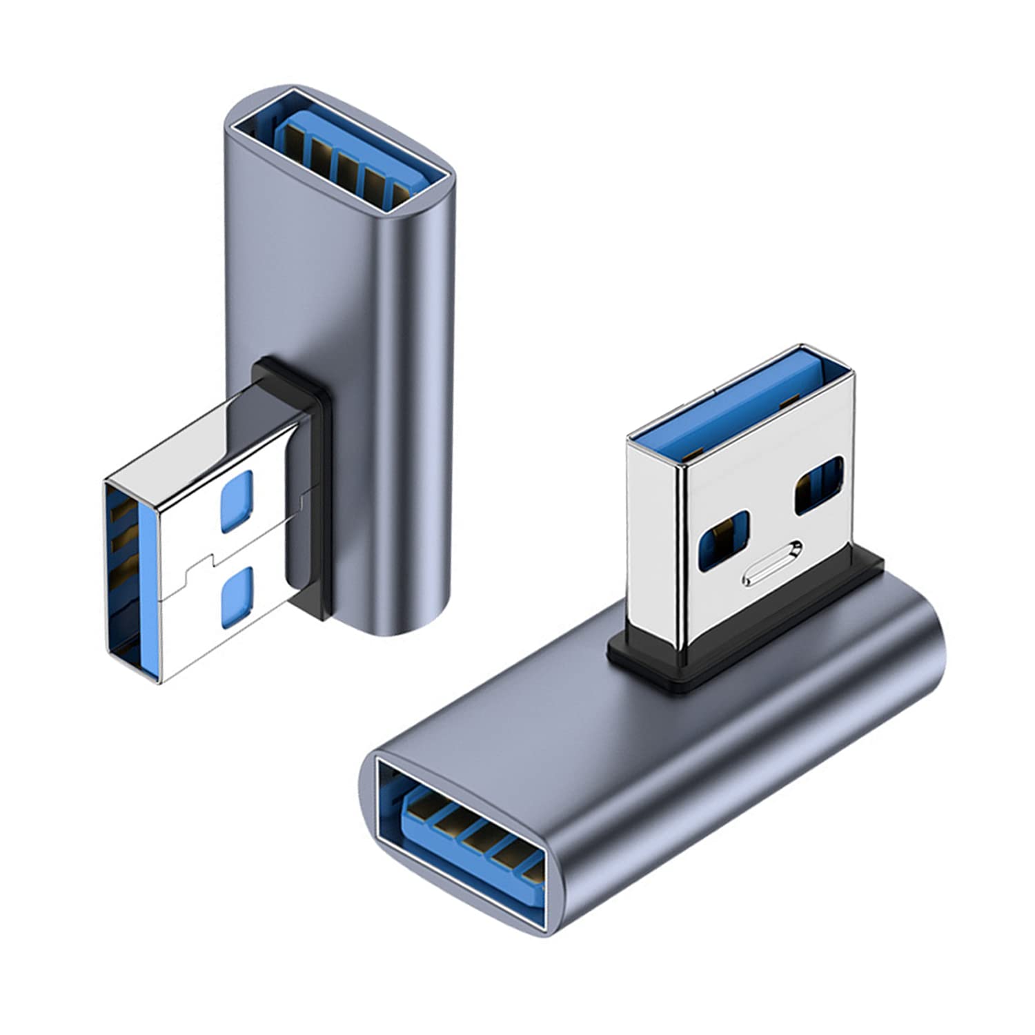 AreMe 90 Degree USB 3.1 Adapter 2 Pack, Left Angle USB A Male to Female Converter Extender for PC, Laptop, USB A Charger, Power Bank and More
