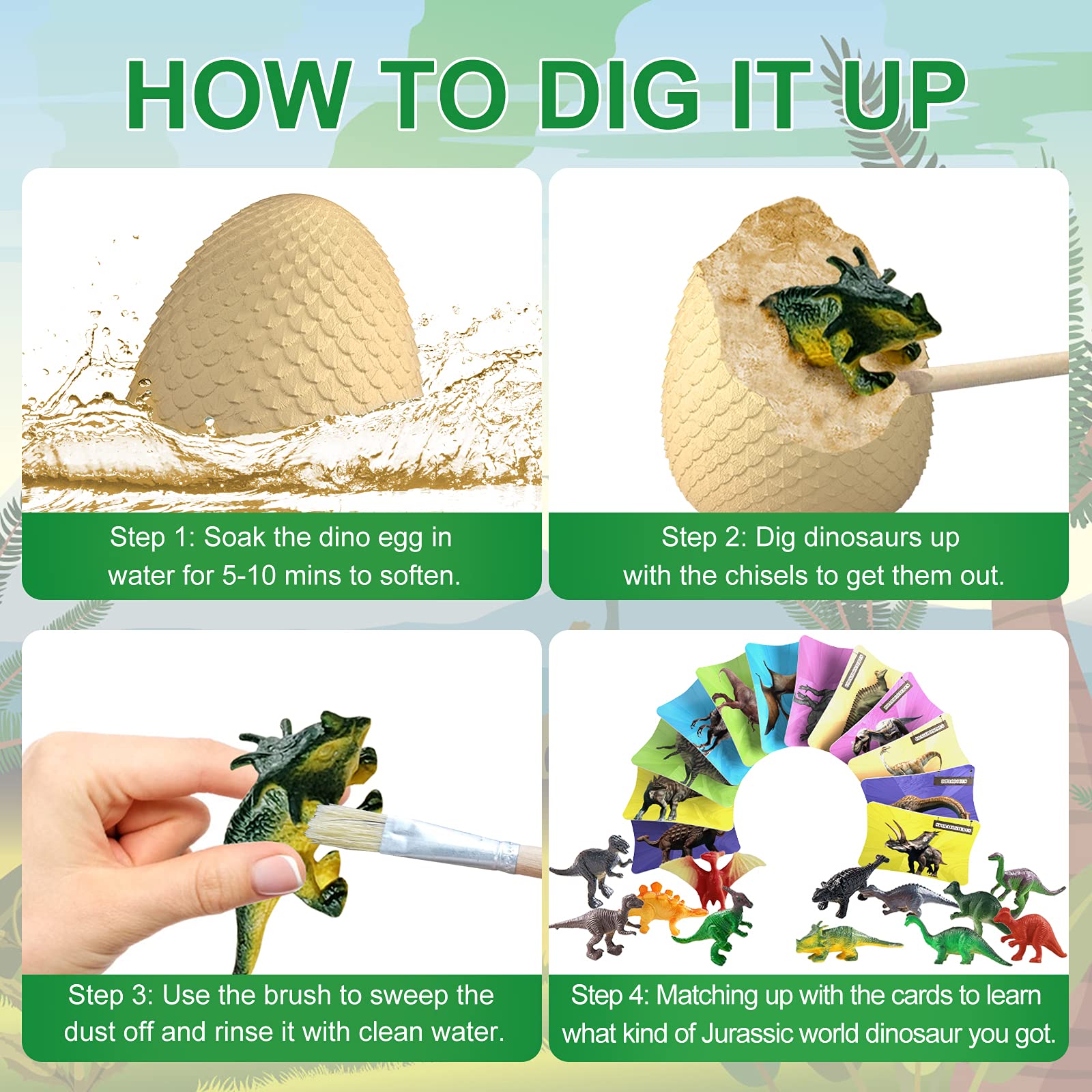 EARTH'SCODE Dinosaur Eggs, 12 Pcs Dino Eggs Excavation Dig Kit, Dinosaur Toys for Dinosaur Party Gifts for Kids 6-12 Years Old