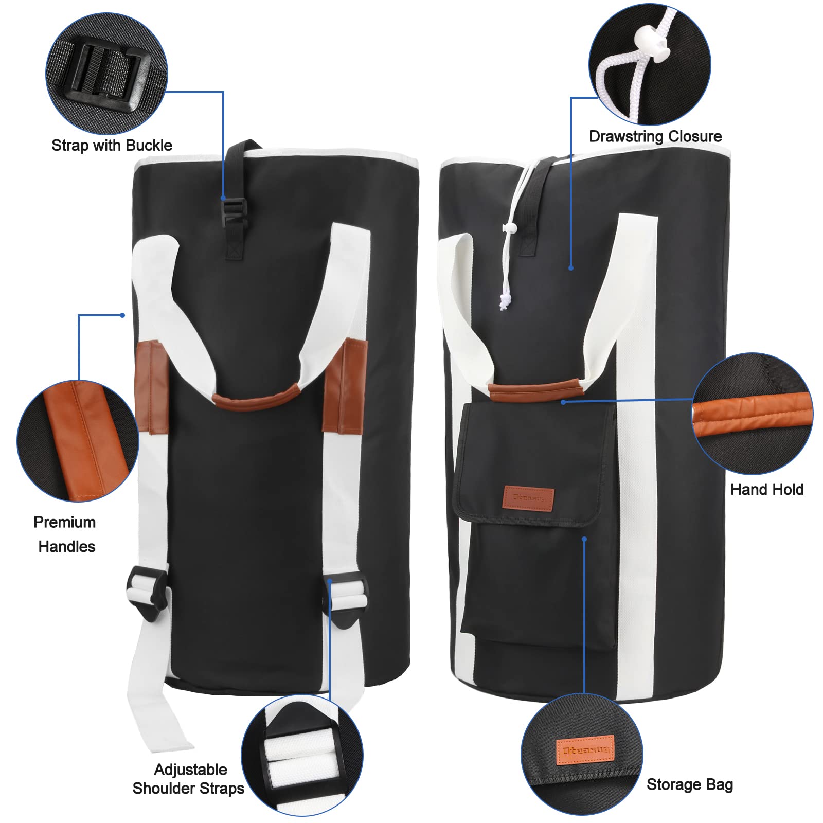 Backpack Laundry Bag - 115L Laundry Bag Backpack Heavy Duty Extra Large with Shoulder Straps and Drawstring Closure - Durable Laundry Bag for Laundromat, College Dorm, Travel, Camping (115L-Black)