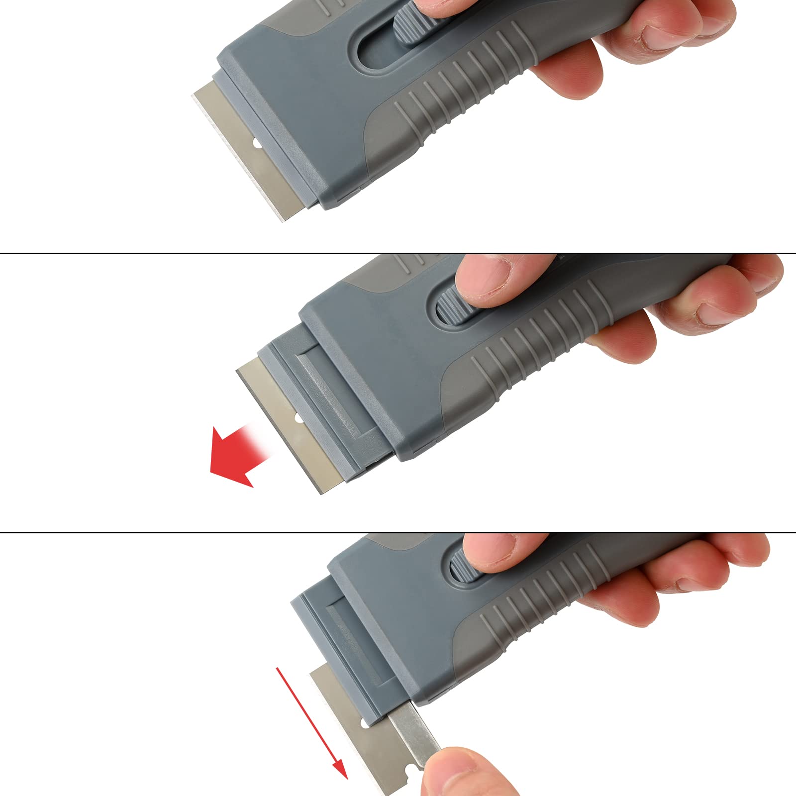 EHDIS Ceramic Scraper Car Sticker Remover Glass Stove Top Razor Scraper Label,Glue,Paint,Adhesive Remover Tool + 10pcs Stainless Steel Razor Blades (Grey)