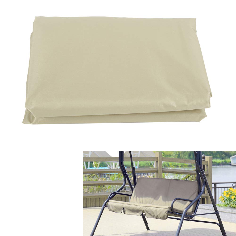 Outdoor Swing Cushion Cover, 3 Seater Replacement Swing Seat Pads Cushion for Patio Garden Yard Swing Chair(Beige)