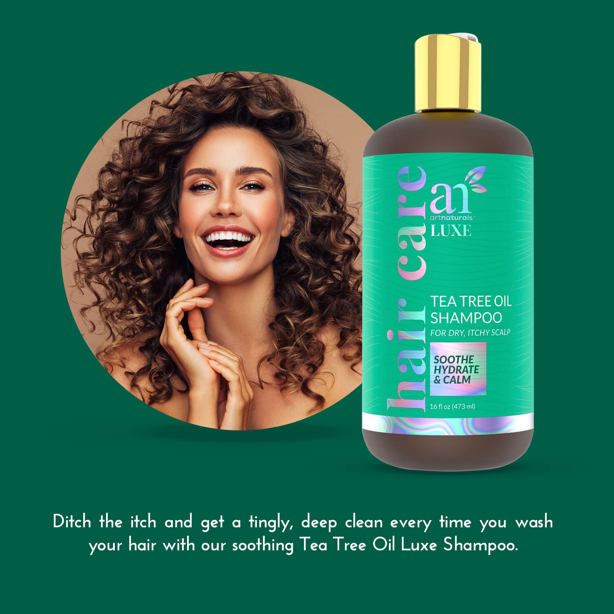 Artnaturals LUXE Tea Tree Shampoo - (16 Fl Oz / 473ml) - Sulfate Free β Made with 100% Pure Therapeutic Grade Tea Tree Essential Oil for Dandruff and Itchy Scalp