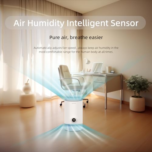 AIRAPEX 2 in 1 Air Purifier and Evaporative Humidifier Combo for Bedroom, H13 True HEPA Filter, Cool Mist-Free Air Humidifier T3-Silver Button