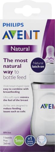 Philips AVENT Natural Baby Bottle, Clear, 9oz, 2pk, SCF013/27