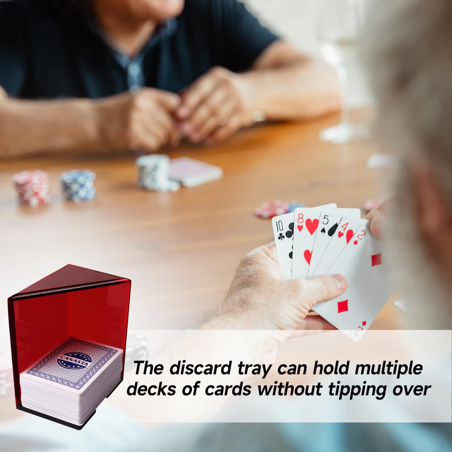 GSE Games & Sports Expert 6 Decks Acrylic Discard Trays, Casino Grade Discard Holder Trays for Blackjack, Bridge, Playing Cards (Red)