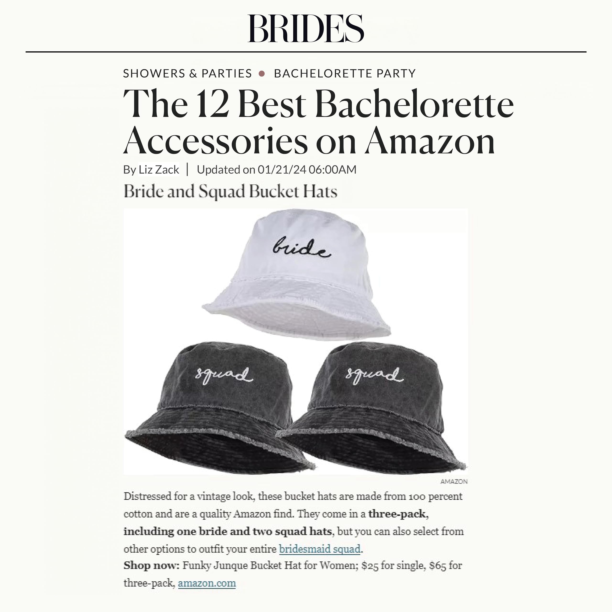 Funky Junque Vintage Embroidered Bucket Hat for Women Bundle: 1 Bride & 6 Squad (7 Pack)
