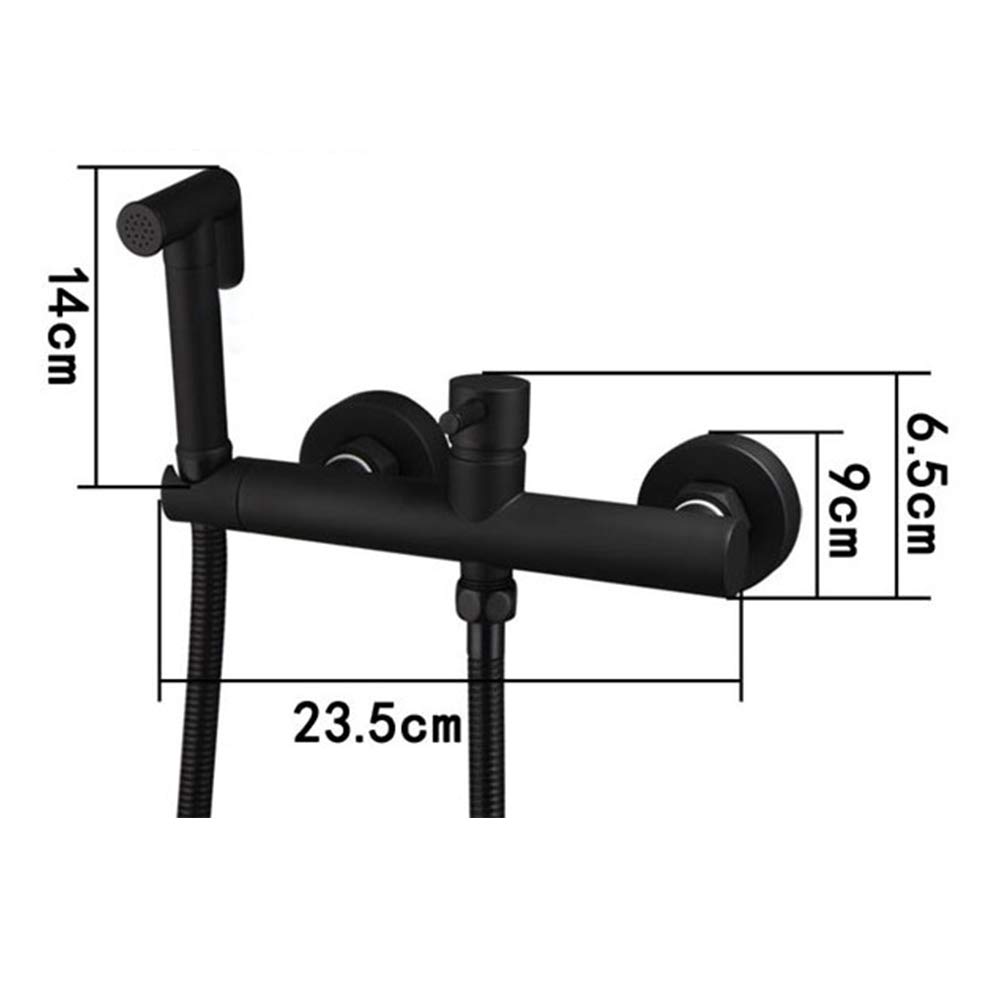 Black Bidet Sprayer Faucet Set with Cold and Hot Water Brass Handheld Toilet Bidet Attachment Pressure Sprayer Wall Mount/Style B (Style B)