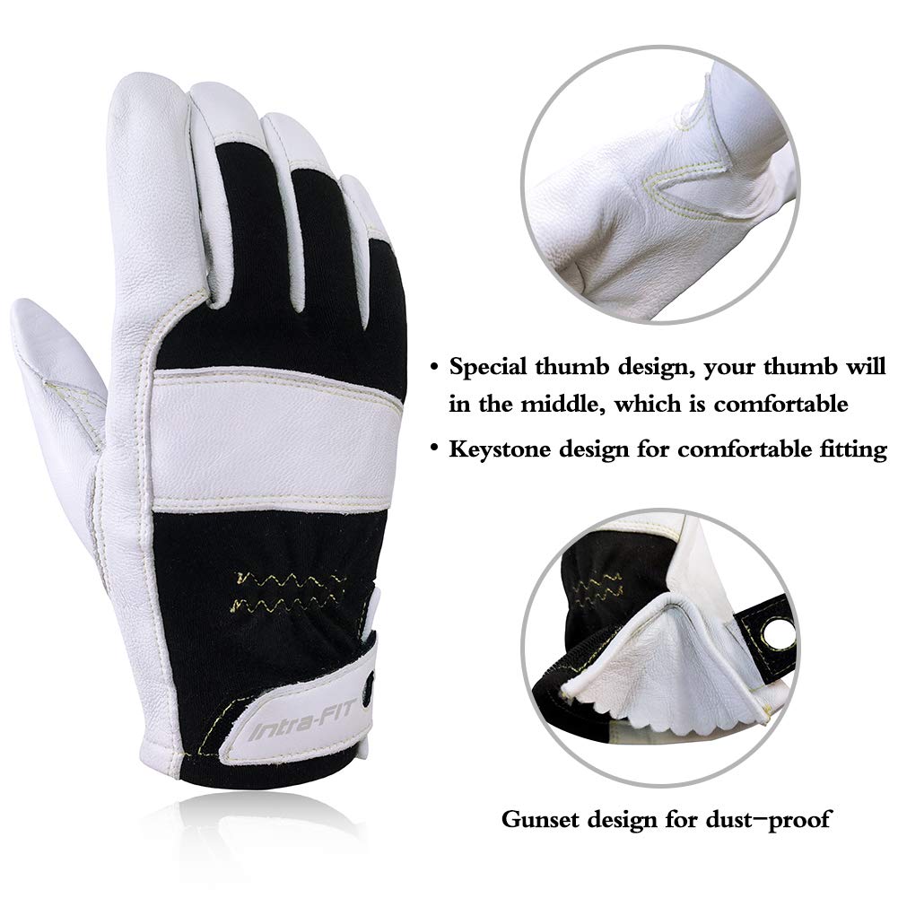 Intra-FIT TIG Welding Gloves with Short Cuff, Premium Grain Goatskin, Spark-Resistant Nomex Back, 1 Pair
